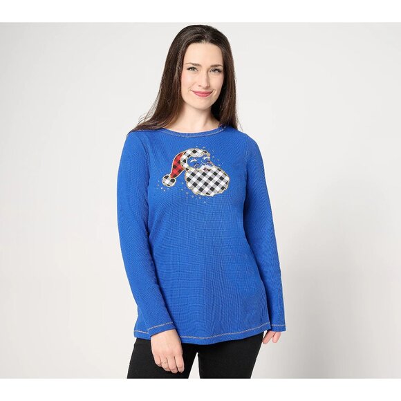 Quacker Factory | Tops | Quacker Factory Waffle Knit Top With Plaid ...